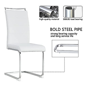 gopop Modern Leather Dining Chairs Set of 6,Kitchen Dining Room Chairs,High-Backed Armless Dining Chair,Upholstered Dining Accent Side Chairs for Kitchen, Dining Room (White, Set of 6)