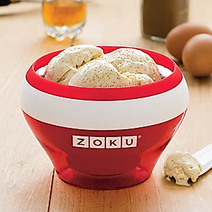 ZOKU Ice Cream Maker, Compact Make and Serve Bowl with Stainless Steel Freezer Core Creates Soft Serve, Frozen Yogurt, Ice Cream and More in Minutes, BPA-free, Red