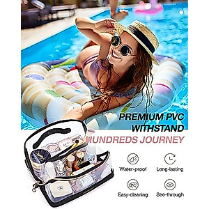 BAGSMART Makeup Bag Cosmetic Bag, Clear Travel Makeup Bag,Water-resistent Makeup Bags for Women Doram Room Essentials Portable Pouch Open Flat Make Up Organizer Bag for Toiletries, Brushes Black