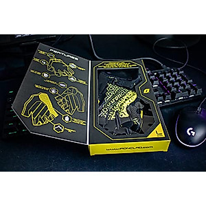 Ironclad PC Gaming Gloves, Precision Fit, Performance Silicone Grip, Moisture Wicking Construction, 1 Pair, ES-IPC-04-L, Black/Yellow, Large