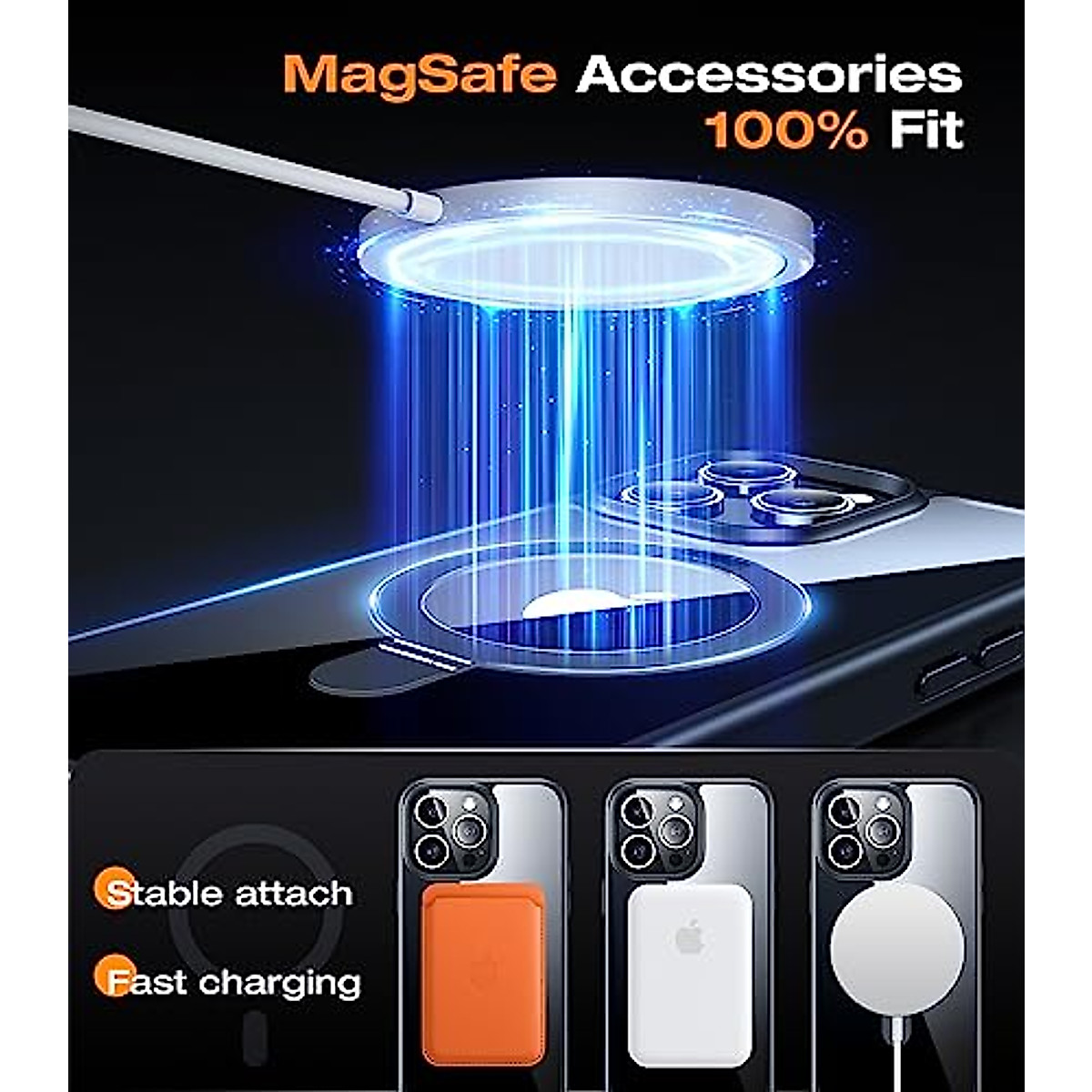 VICSEED for iPhone 14 Pro Max Case with Magsafe and Stand - 3 in 1 Clear [Non-Yellowing] [Permanent Magnetic] [Slim Yet Shockproof] for iPhone 14 Pro Max Phone Case for Men Women, Black