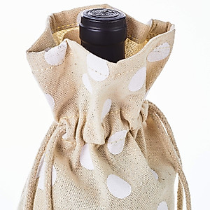 Hallmark Fabric Drawstring Bottle Bags (Pack of 3: White Polka Dots) for Christmas, Housewarmings, Holiday Parties, Birthdays and Valentines Day