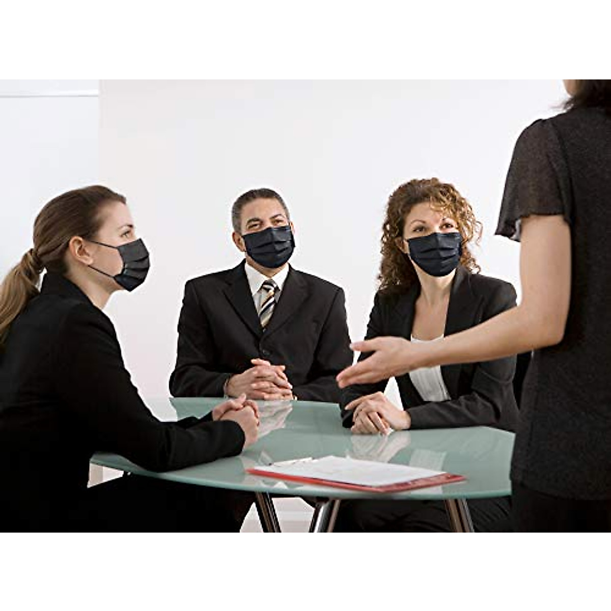 Disposable 3 ply Face Masks Pack of 50 pcs/box, Albatross Health 3ply Premium Black Procedure Earloop Face Mask, Safety Mask Filter for Protection, Mouth and Nose Cover for Adults