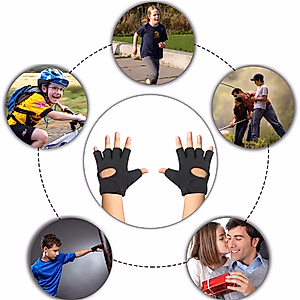 Luwint Kids Fingerless Workout Gloves - Anti-Slip Fitness Mitten for Children Cycling Yoga Weightlifting, 1 Pair