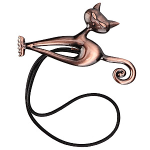 NDNCZDHC 1Pc Metal Magnetic Curtain Tiebacks, Cute Animal Cat Decorative Holder Convenient Drape Tie Backs for Draperies, Curtain Buckle Curtain Clip Bedroom Drapery Holder(Red Bronze)