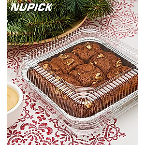 NUPICK 35 Pack 8 inch Square Baking Cake Pans with Plastic Lids and Non-Stick Paper (50 Sheets), Disposable Aluminum Foil Food Containers