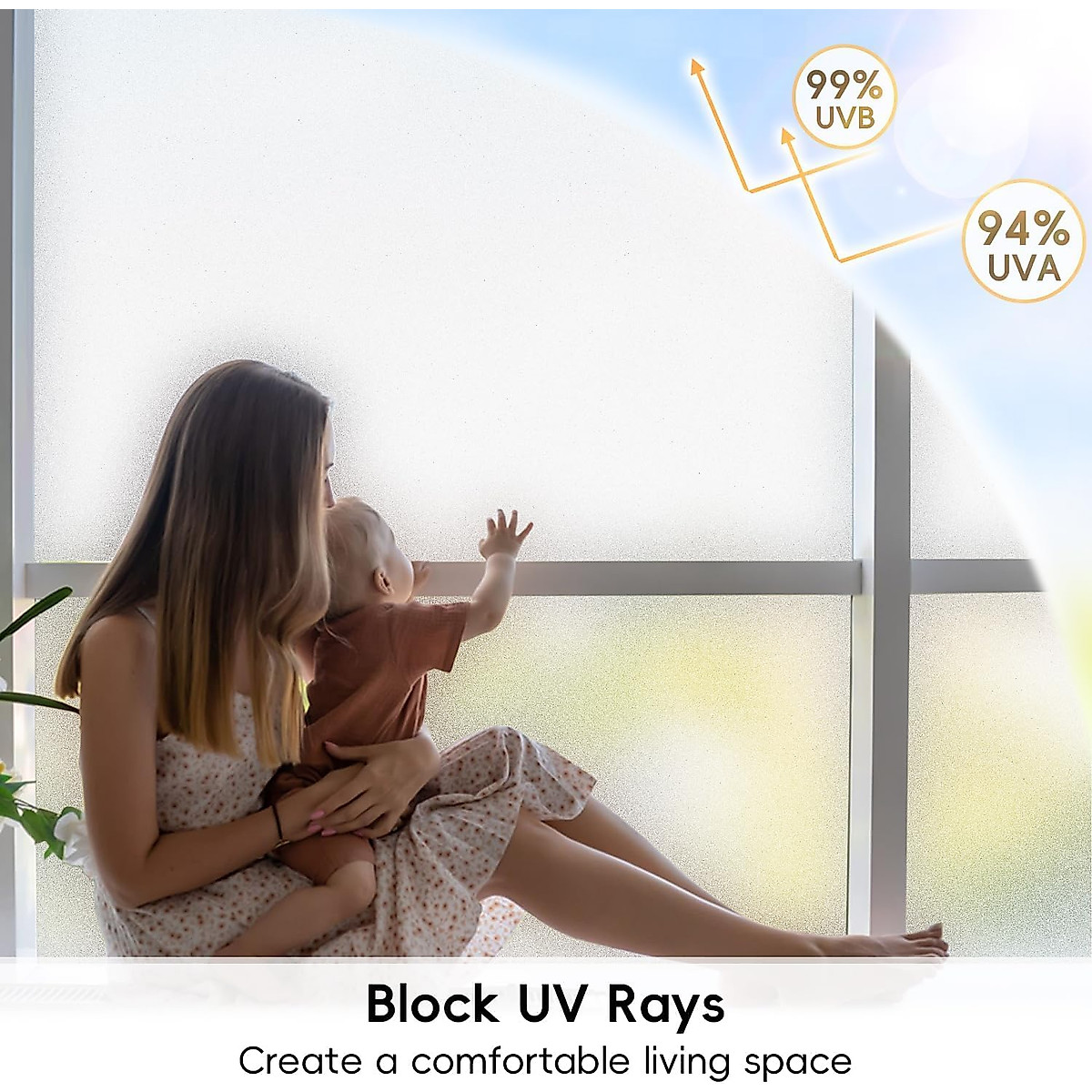 DIFIT Window Privacy Film, Frosted Glass Window Film, Static Cling Window Film, Window Sticker Privacy, Opaque Vinyl Window Film for Glass Door Bathroom Office Living Room (11.8X78.7 inches)