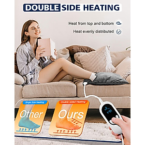 Double Sided Foot Warmer,2023 New Upgrade Electric Feet Heating Pads for Women Man with Fast Heating&Machine Washable,Electric Heated Foot Warmers with 8H Timer for Bed,Under DeskOfficeHome&Neuropathy