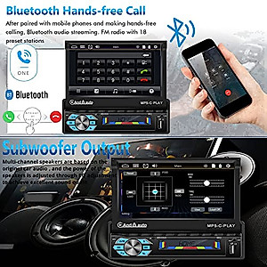 CarThree Single Din Apple Carplay Car Stereo with Bluetooth and Backup Camera, 7inch flip Out Touch Screen Car Radio MP5 Player Support Android Auto,Subwoofer Mirror Link,USB,TF,FM,Aux-in,SWC