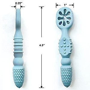 YMCF Products Baby's First Spoon | Self-Feeding Spoon | Toddler Utensil | BPA-Free Silicone 4-Pack (Sandy Beach)