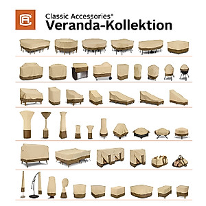 Classic Accessories Veranda Water-Resistant 108 Inch Rectangular/Oval Patio Table & Chair Set Cover, Outdoor Table Cover