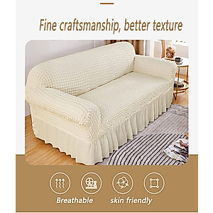 IMYOGI High Stretch Sofa Covers Couch Cover with Skirt Stretch Sofa Slipcover Durable Washable Stretchable Sofa Cover Furniture Protector Universal Sofa Cover -Blue-4 Seater(235-300cm)