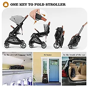 Blahoo Lightweight Baby Stroller, Folding Compact Travel Stroller for Airplane, Umbrella Stroller for Toddler(Gray)