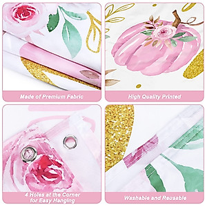 Vansolinne Pink Pumpkin First Birthday Decorations for Girls Our Little Pumpkin is Turning One Backdrop Banner and Balloon Garland Arch Kit 1st Birthday Party Supplies Background Photoshoot Props