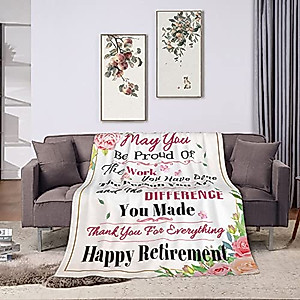 TBUWHZU Retirement Gifts for Women, Happy Retirement Gift Blanket, Funny Retired Gifts for Coworkers Women, Goodbye Gifts, Going Away Gift for Coworkers, Coworker Leaving Gift Blanket,60x50in