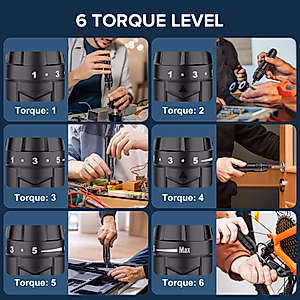 PECHAM Electric Screwdriver,350 RPM, 5 Torque,2000mAh 5N.m, 3.6V Cordless Screwdriver Set,TYPE-C Charging Cable,Manual & Electric,8 Pcs Bits for Electrical Repairs,Automatic Portable Power Screwdriver