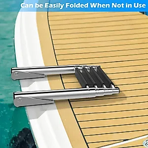 Goplus 4 Step Telescoping Boat Ladder, Folding Stainless Steel Swim Platform Ladder with Non-Slip Steps, Extendable Heavy Duty Dock Ladder for Pontoon Boat Yacht