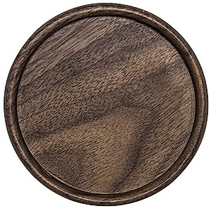 Wood Drink Coasters with Metal Holder, GOH DODD 4 Inch 8 Pieces Wooden Coasters Cup Coaster Set for Bar Kitchen Home Apartment, Walnut Wood