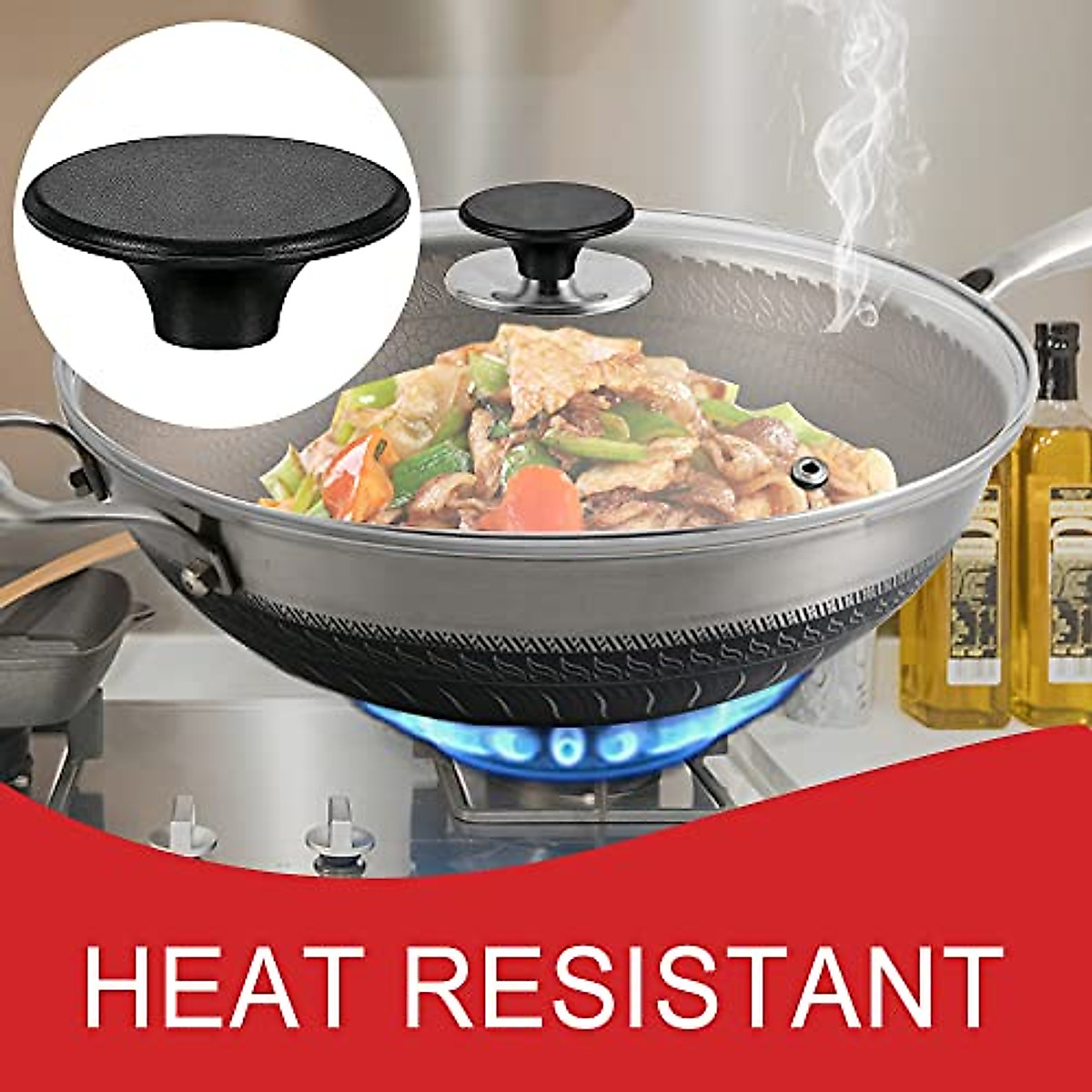 Dutch Oven Knob for Le Creuset Knob Replacement bakelite knobs Replacement Pot Lid Handle Compatible Aldi, Lodge and Other Enameled Dutch Oven, Black, Black