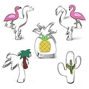 Cookie Cutter Set-9 Piece-Mermaid,Starfish,Seashell,Seahorse,Cactus,Pineapple,Flamingo,Palm Tree,Stainless Steel Cookies Molds for Summer Tropical Beach Party Supplies Decoration Handmade Cookie (1)