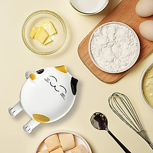 Ceramic Cat Spoon Rest for Kitchen Counter, Multi-Functional Chopsticks Spoon Holder,Ceramic Utensil Holder -Essential Kitchen Gadgets & Accessories, Decor Gift for Cat Lover (Yellow)