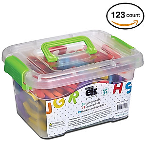 Magnetic Foam Letters and Numbers Premium Quality ABC, 123 Foam Alphabet Magnets | Educational Toy for Preschool Learning, Spelling, Counting in Canister