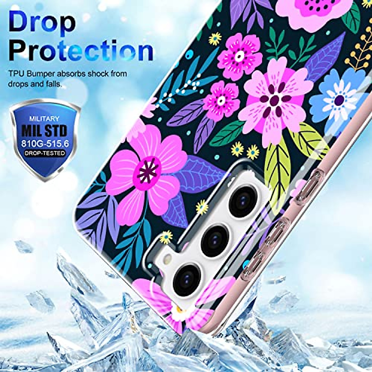 CHIYURI for Samsung Galaxy S23 Plus Case,Military Grade Sturdy Shockproof Cover with Fashion Designs for Women Girls,Slim Fit Protective Phone Case for Galaxy S23 Plus 6.6" Blooming Flower Garden