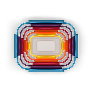 Joseph Joseph Nest Lock Plastic Food Storage Container Set with Lockable Airtight Leakproof Lids, 10-Piece, Multi-Color