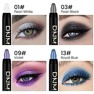 Kaely 4Pcs Cream Eyeshadow Stick Set for Eyes,Pearl White Pearl Black Vioiet Purple Royal Blue,Eye Brightener Shimmer Makeup,Waterproof Metallic Eye Shadow Highlighter Crayon Pencil,sombras para ojos