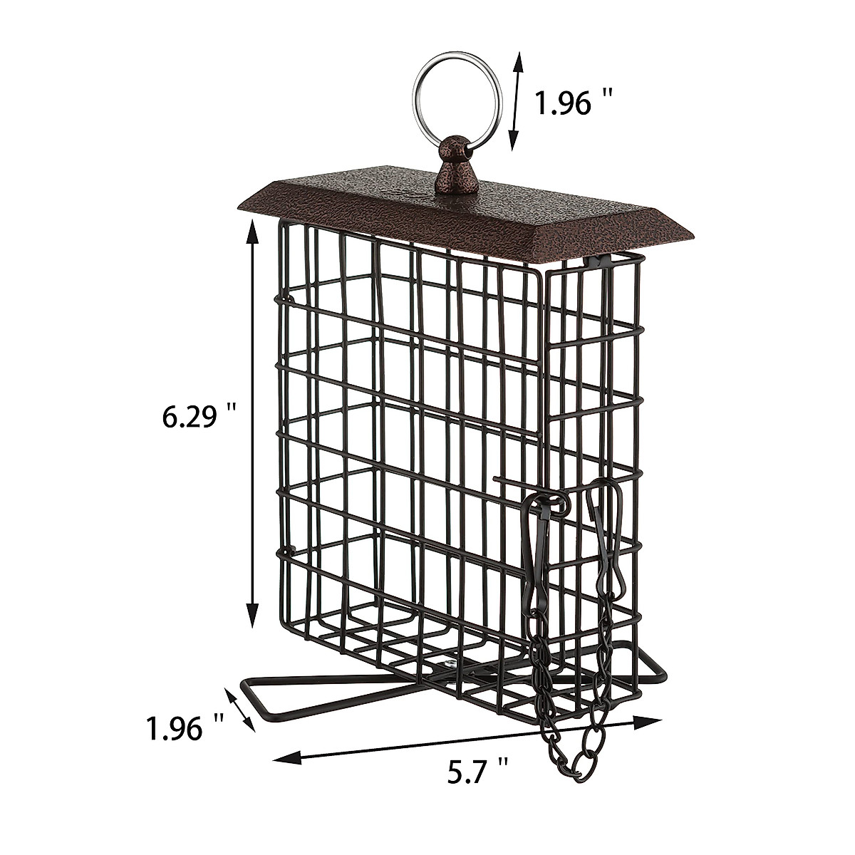 iBorn Suet Feeder Suet Bird Feeders for Outside Hanging,Squirrel Proof Suet Cakes Bird Feeder for Wild Birds,Metal Brown(Pack of 1)