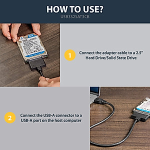 StarTech.com SATA to USB Cable - USB 3.0 to 2.5” SATA III Hard Drive Adapter - External Converter for SSD/HDD Data Transfer (USB3S2SAT3CB)