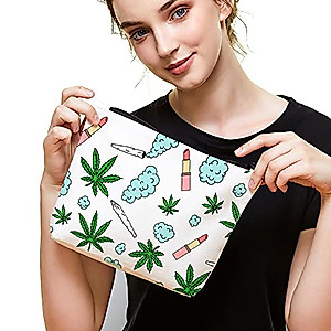 IHopes+ Funny Green Leaf Lipstick Makeup Bag for Women Best Friends Sister Teens Makeup Lover | Cute Leaf Lipstick Zipper Pouch Bag Cosmetic Travel Accessories Bag Toiletry Case