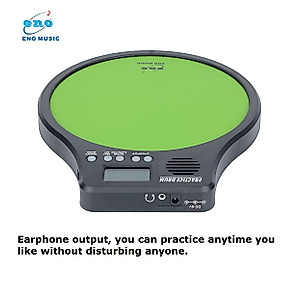 Eno Music Rubber Beginner Drum Practice Pad with Audible Metronome 2 in 1 Percussionists Rhythm Training Tool