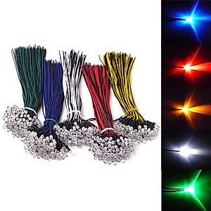 Honbay 50pcs Mixed Colour 5mm LEDs Pre Wired Light 12V 20cm Bulb