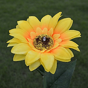 Penfly LED Solar Power Artificial Sunflower Light Night Mood Lamp In-ground for Home Outdoor Yard Landscape Garden Park Grassland Lawn Decoration Yellow