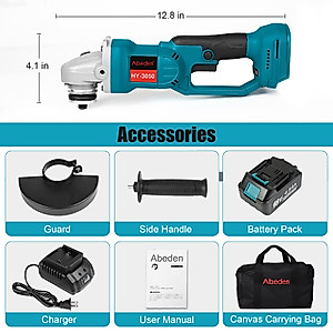 Cordless Angle Grinder with 18V 4.0Ah Li-Ion Battery & Charger,4-1/2-Inch,Brushless Motor,2-Position Handle,Battery Powered Grinder Tool Set for Metal Wood