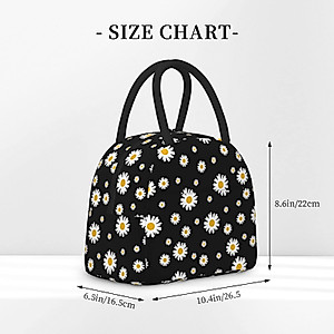 Mokigol Daisy Lunch Box Insulated Reusable Lunch Bag for Women/Men,Adult Thermal Tote Lunch Box, Portable Leakproof Cooler Bags for Work/School/Picnic/Travel/Beach