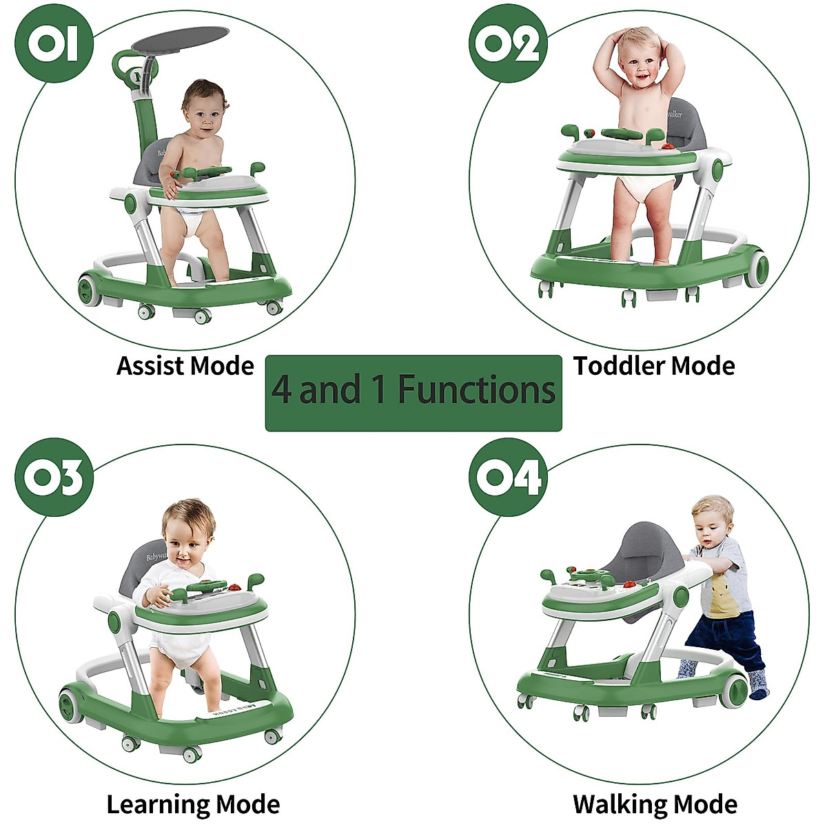 Baby Walkers with Wheel,Infant Walker for Babies with Adjustable Height,Speed & Breathable Seat Cushion, Baby Walkers and Activity Center for Boys Girls,Baby Walker and Bouncer Combo for 7-18 Months