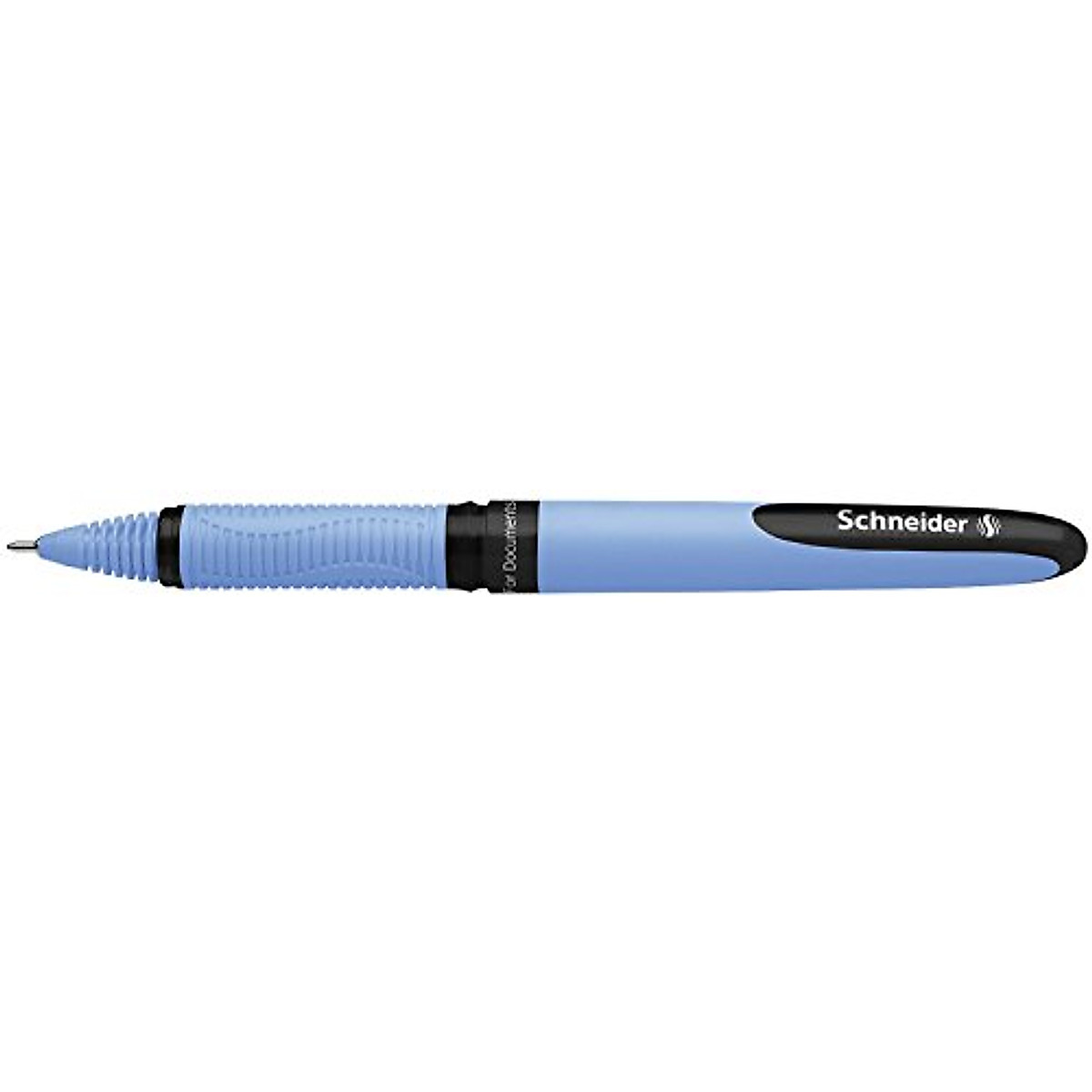 Schneider One Hybrid N Rollerball Pen, 0.3 mm Hybrid Needle Tip, Light Blue Barrel, Black Ink, Box of 10 Pens (183401)