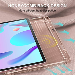 INFILAND Case for Samsung Galaxy Tab S6 Lite 10.4 Inch(2024/2022/2020) - Shockproof Frosted Translucent Back with S Pen Holder&Auto Wake/Sleep Function, Rose-Gold