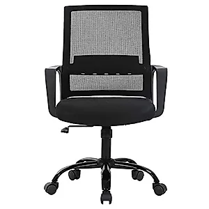 Office Chair Ergonomic Desk Chair Mid Back Computer Chair with Lumbar Support Armrests Breathable Mesh Height Adjustable Chair Rolling Swivel Chairs for Home Office,Black