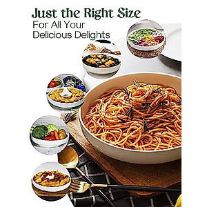 DOWAN Pasta Bowls, 65 oz Large Salad Bowls, 10'' White Serving Bowls Set of 2, Ceramic Shallow Bowl Plates, Serving Dishes for Soup Salad Pasta Vegetable Fruit Prep, Microwave Dishwasher Safe