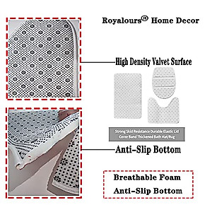 Royalours Happy Easter Bath Sets 3 Piece Rugs Bunny Easter Eggs Floral Wreath Mats Non Slip Water Absorbent U-Shaped Contour Toilet Mat Eggs Spring Flower Lid Cover（ED-Easter-1）