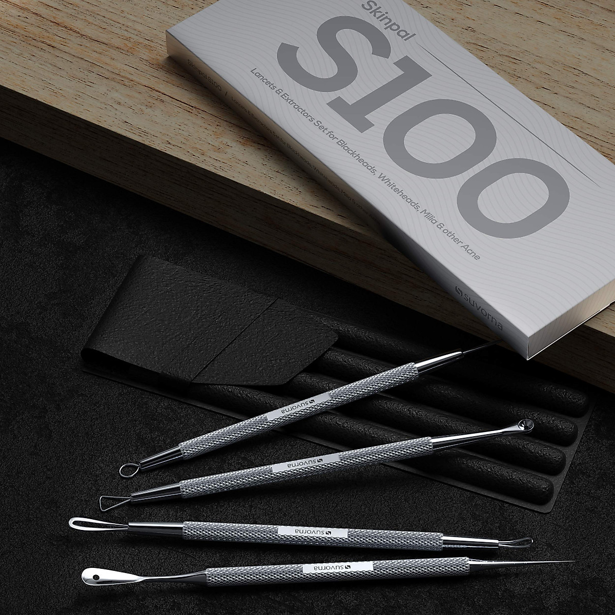 Suvorna Skinpal Pimple Popper Tool Kit | Milia Remover | Lancets for Facial Extraction | Whitehead Extractor Tool | Comedone Extractor | Blackhead Remover Tool | Acne Needle Tool & Cyst Removal Tool.