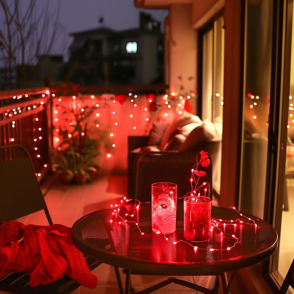 JMEXSUSS 4 Pack 50 LED Red Fairy Lights Battery Operated, 16.1ft Mini Firefly Starry Lights, Red String Lights for Bedroom Wedding Party Christmas Halloween Decorations