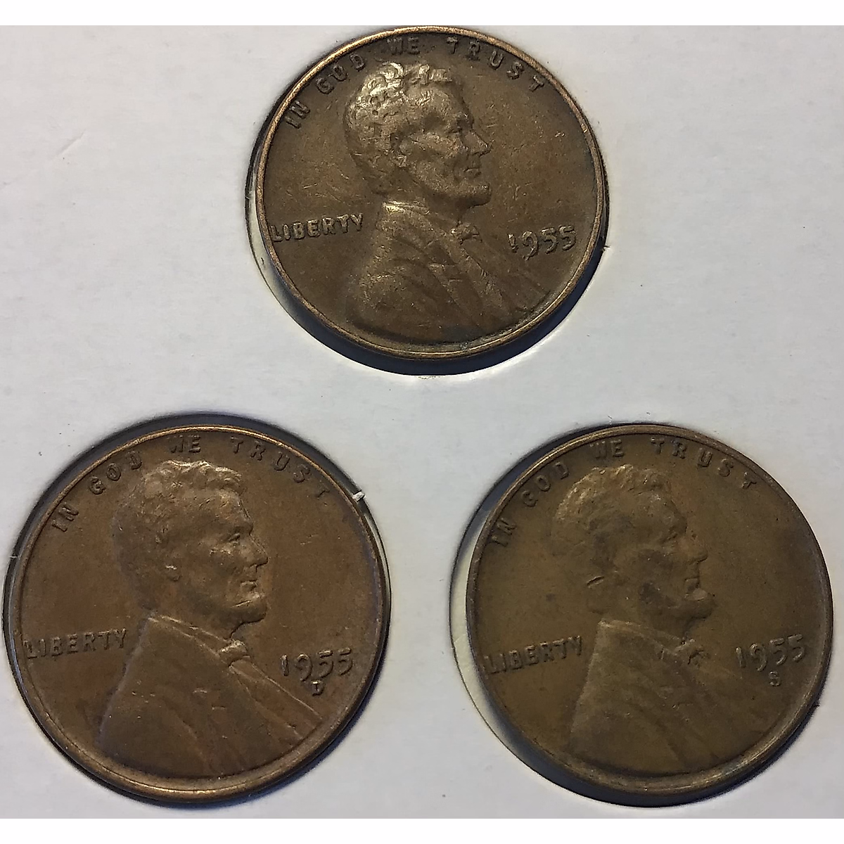 1955 P D S Lincoln Wheat Penny Cent PDS set Penny Seller Very Fine