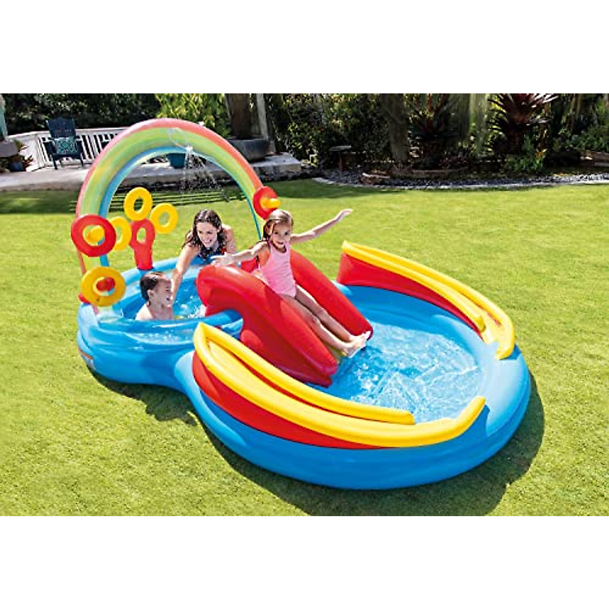 Intex Rainbow Ring Inflatable Play Center, 117" X 76" X 53", For Ages 2+