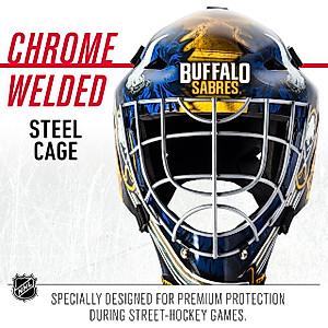 Franklin Sports Buffalo Sabres NHL Hockey Goalie Face Mask - Goalie Mask for Kids Street Hockey - Youth NHL Team Street Hockey Masks