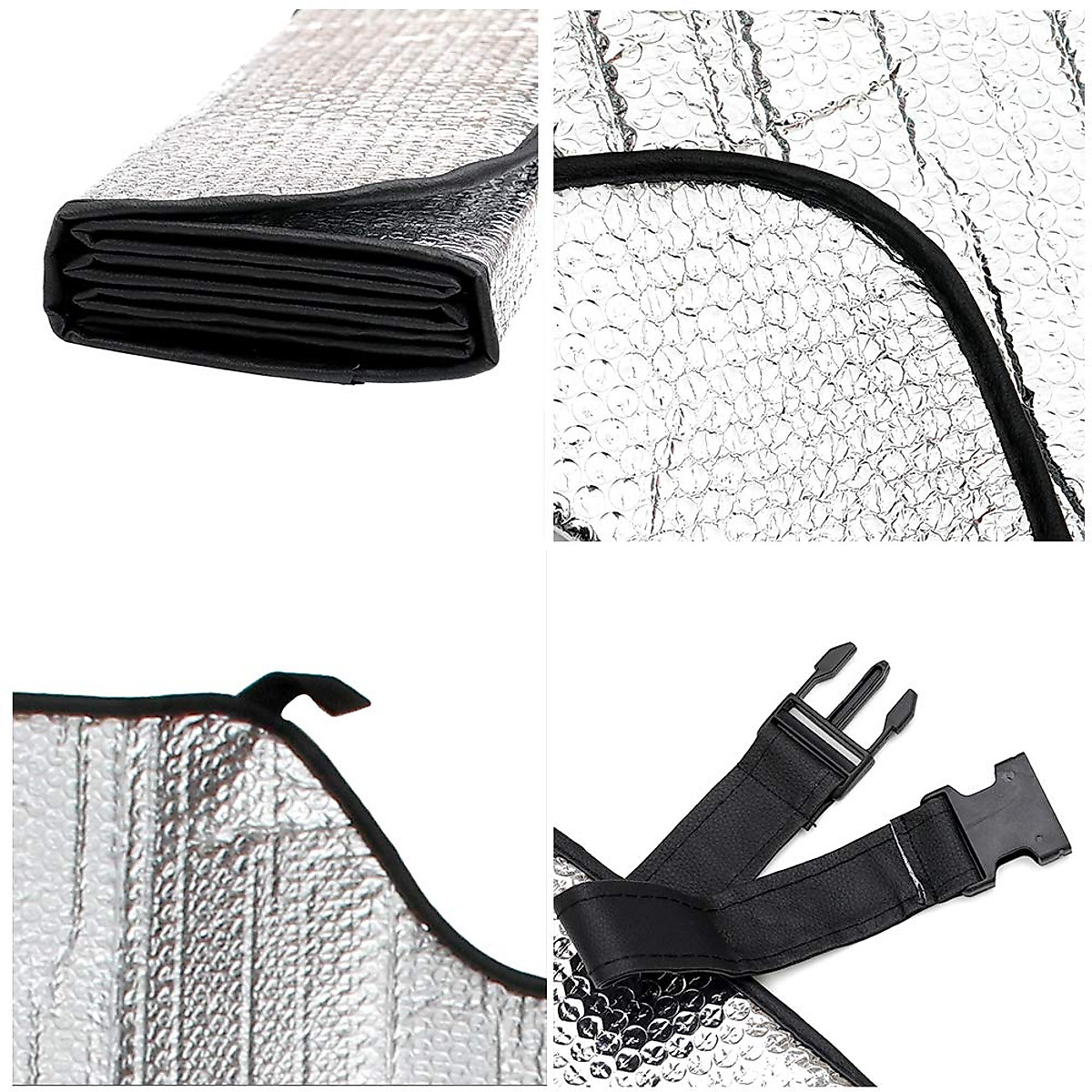 Windshield Sun Shade for Car Silver Thicken 5-Layer UV Reflector Auto Front Window Sunshade Visor Shield Cover and Keep Your Vehicle Cool(57" × 27.5")