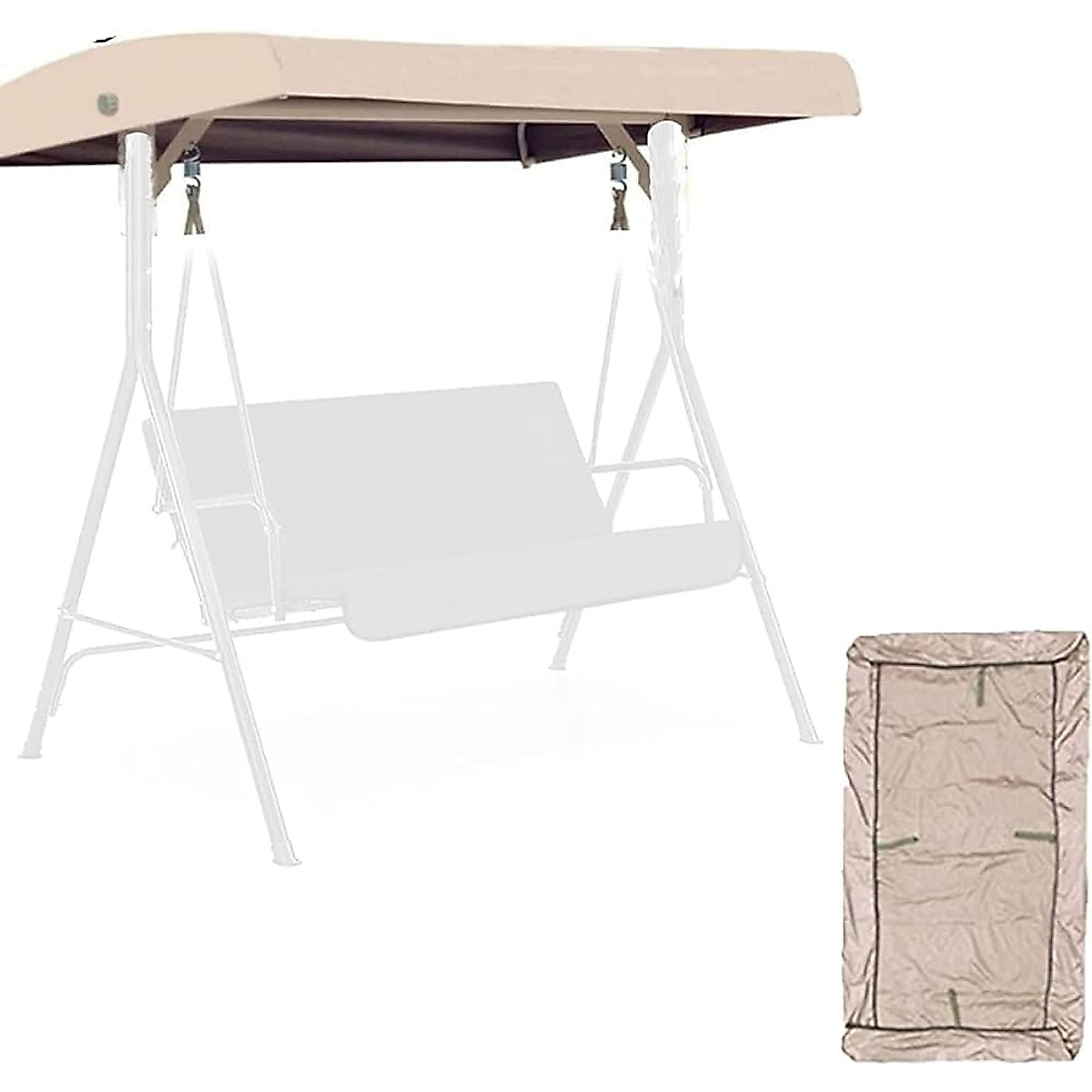 Replacement Canopy Top for Porch Swing,Swing Waterproof Cover,Strong Patio Swing Cover Universal Canopy for Garden Traditional 3 Person Swing (75x47x7/9inch) (Color:Beige)
